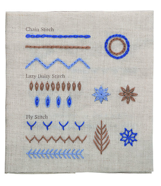 TULIP Embroidery Sampler Book - 15 Basic Stitches - Blue - QH Textiles