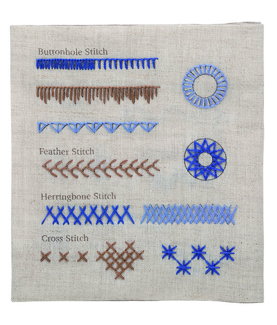 TULIP Embroidery Sampler Book - 15 Basic Stitches - Blue - QH Textiles